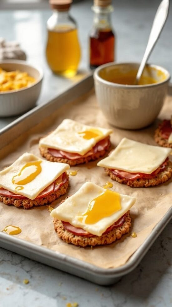 Savory Ham and Swiss Cracker Melts With Honey Mustard Glaze - Recipe ...